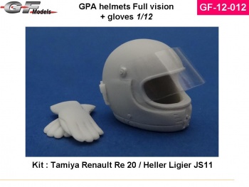 Helmet GPA, Gloves Ligier JS11 1/12 - GF Models | Car-model-kit.com