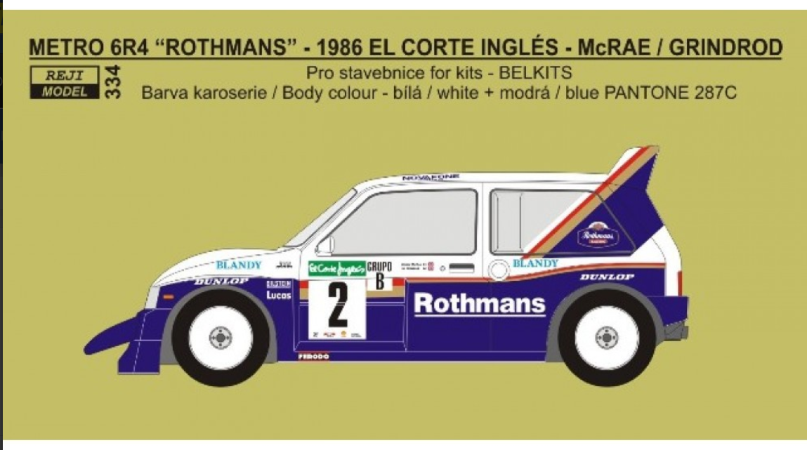 Metro 6R4 - Rothmans rallye team 1986 - J.McRae 1/24 - REJI MODEL | Car ...