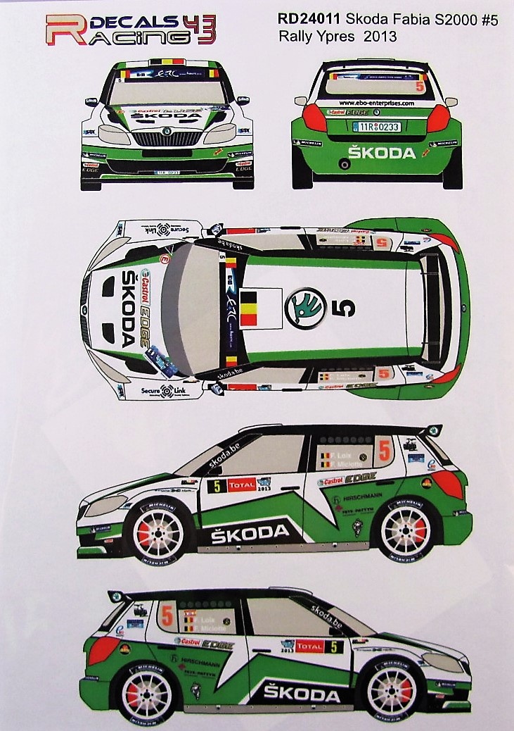 Skoda Fabia S2000 #5 Rally Ypres 2013 - Racing Decals 43 | Car-model ...